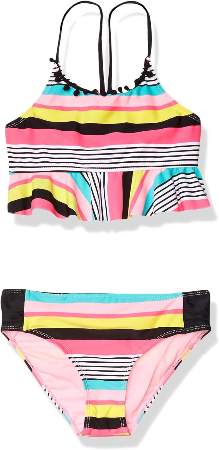 Limited Too Girls' Big Printed Two Piece Swimsuit with Ruffle Trim: Buy ...
