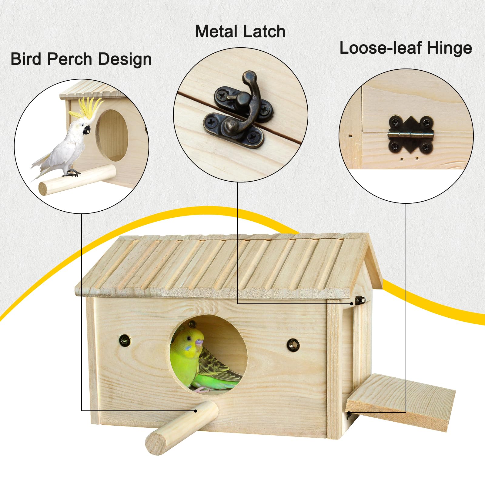 Mua HiCaptain Bird Nesting Box Wooden Cockatiel Breeding Nest for Cages ...
