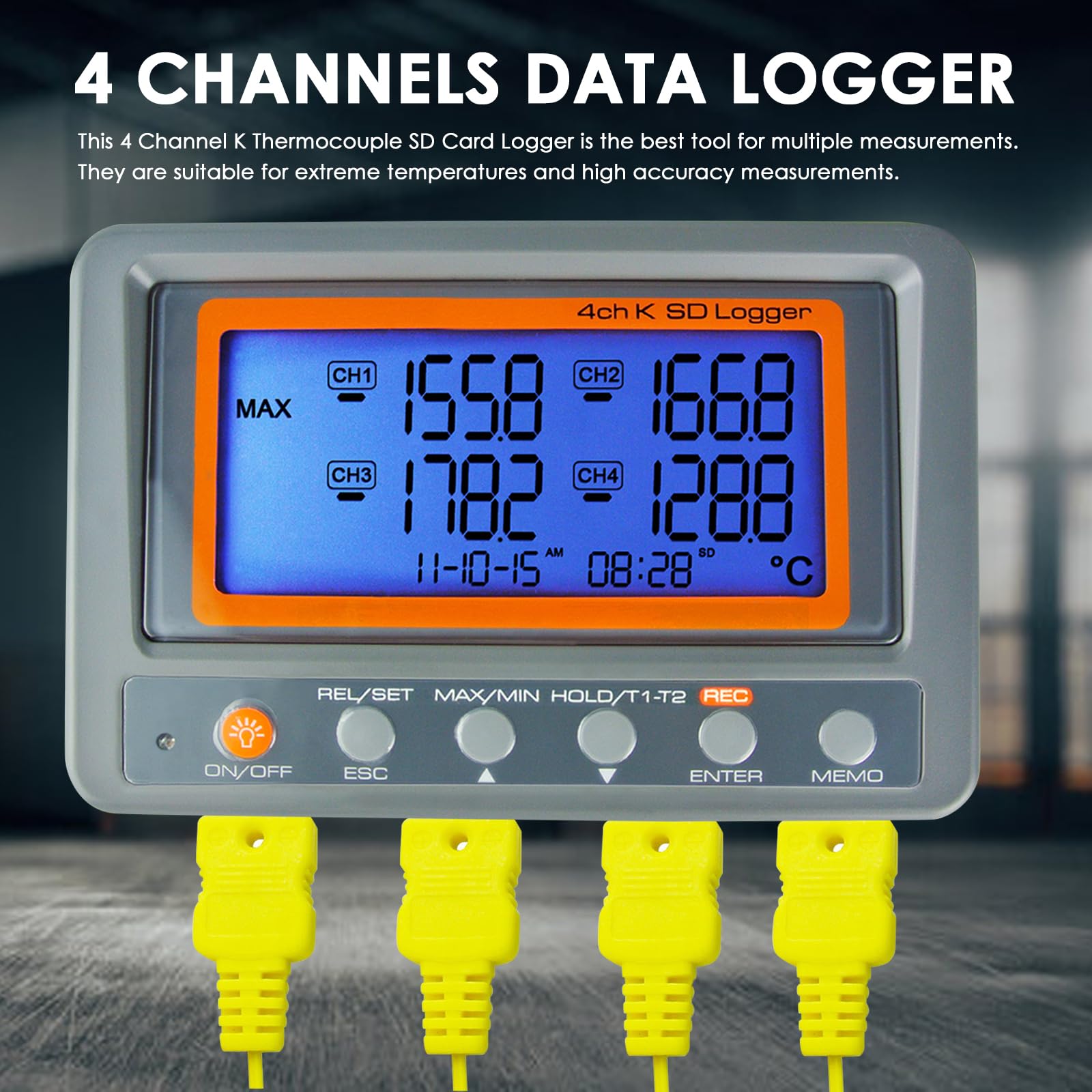 Mua Digital 4 Channel K-Type Thermocouple Thermometer Recorder with 8G SD Card Programmable ...