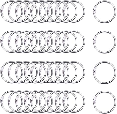 Hautoco 100Pcs Binder Rings 1.2 Inch/30mm Silver Metal Book Rings Loose ...