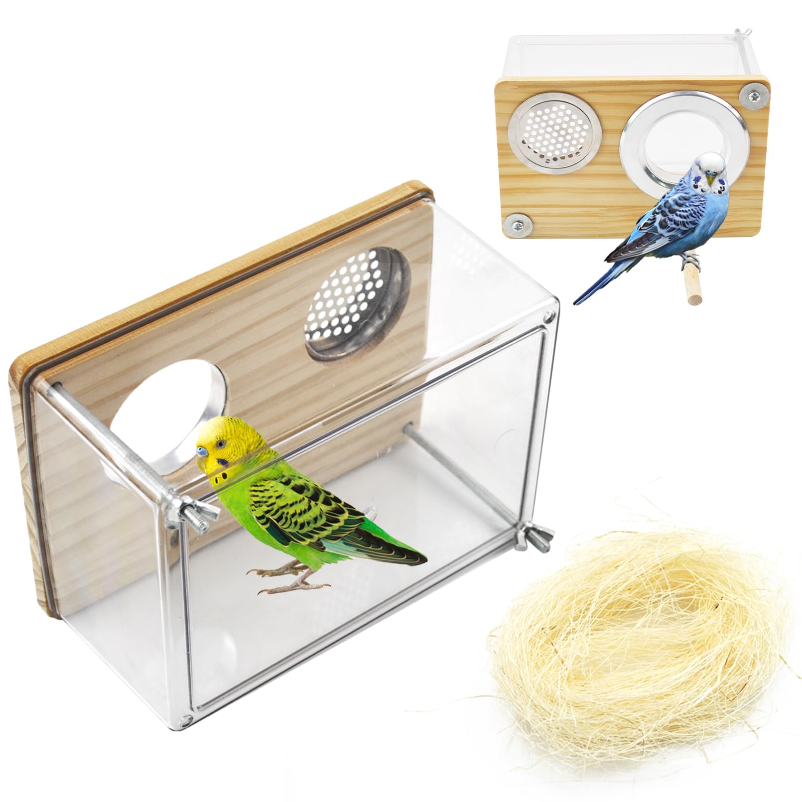 MUYG Bird Nesting Box for Window,Transparent Parakeet Nest Breeding Box Parrot Breeding Mating ...