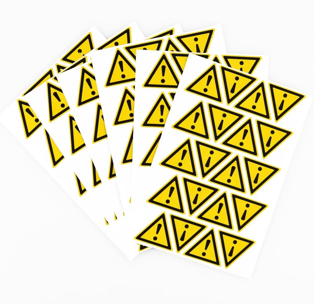 100pcs 25mm Exclamation Mark Waterproof Triangle Symbol Warning Labels ...