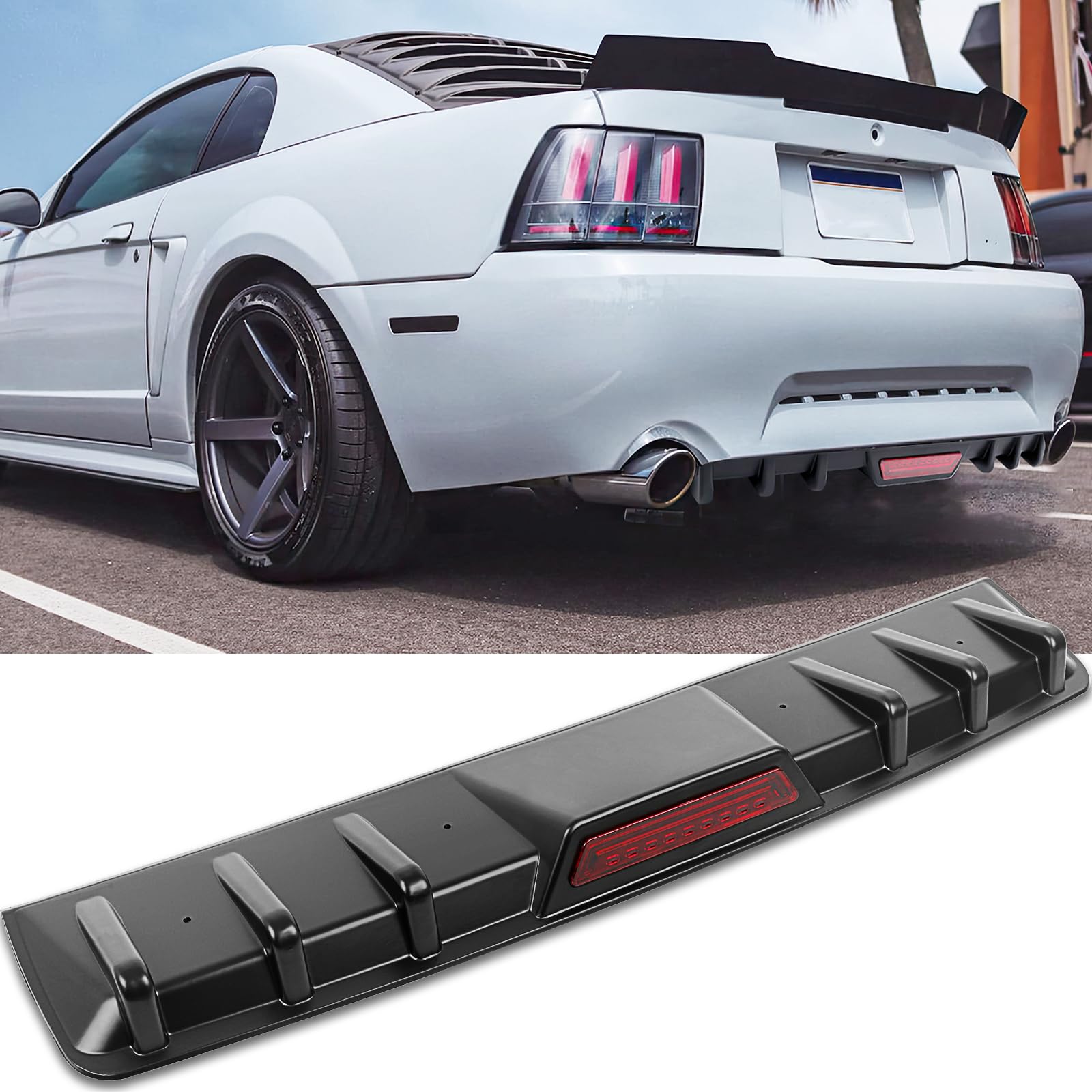 DREAMOTOR 34" Car Rear Bumper Lip Universal Rear Diffuser Shark Fin ...