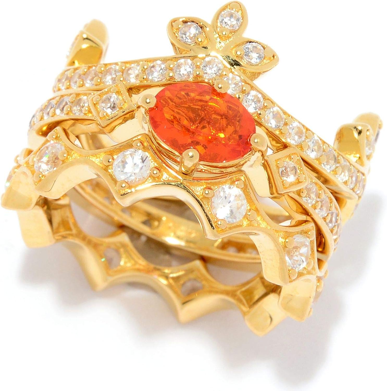 Amazon.com: Dallas Prince Set of 3 Gemstone & White Zircon Stack Band ...