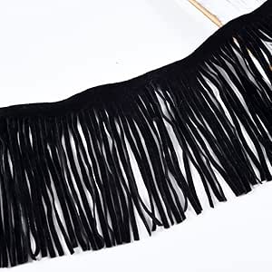 Amazon.com: 4" Long BLACK Faux Suede Fringe Trim by Yard, EXP-IR6825