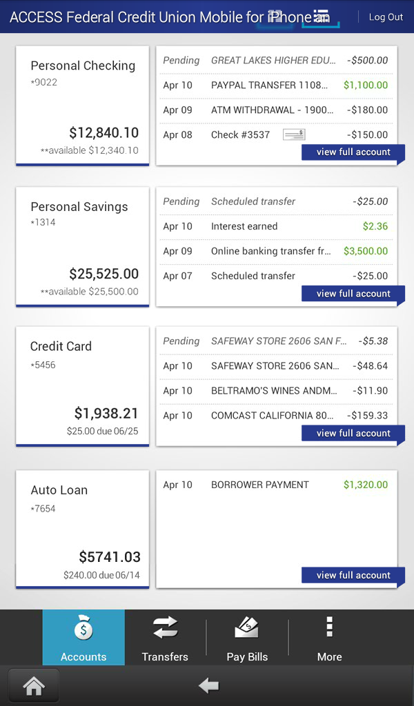 Access Federal Credit Union Mobile Banking:Amazon.com:Appstore for Android