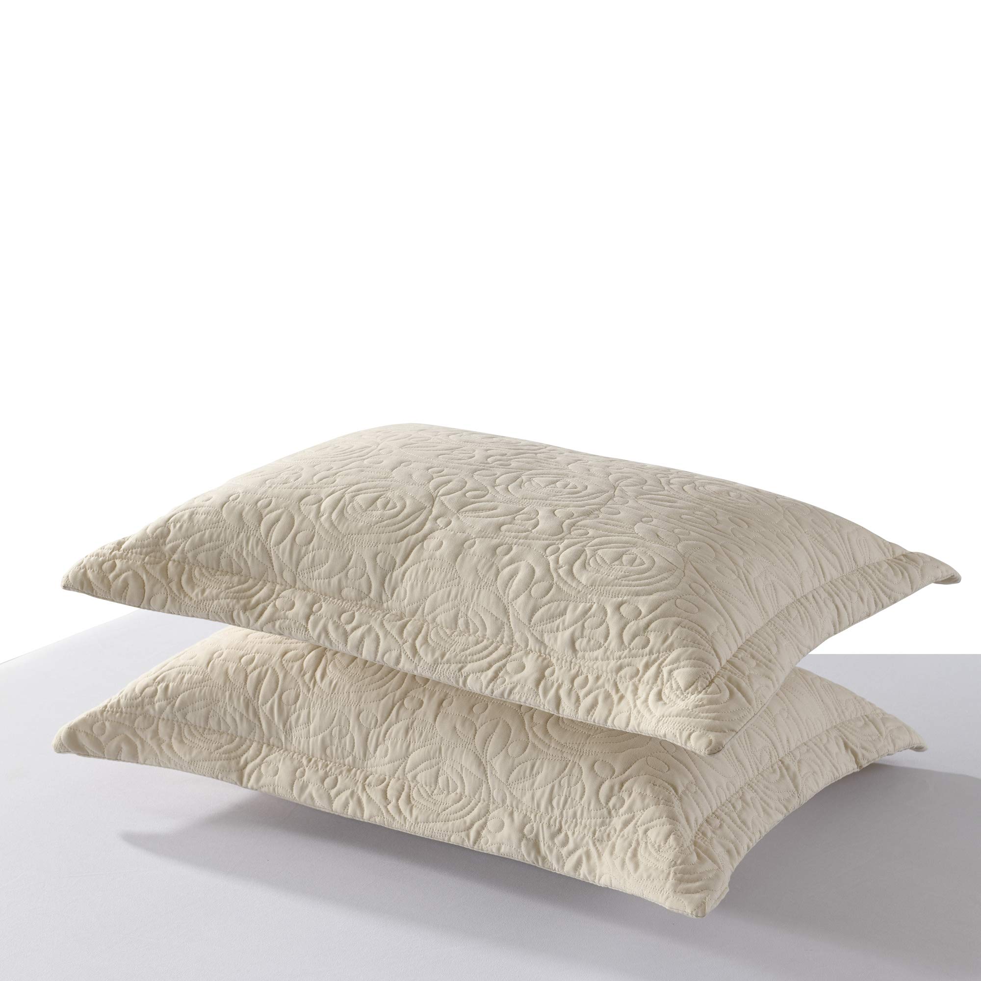 MarCielo 2-Piece Embroidered Pillow Shams, Queen Size Decorative ...