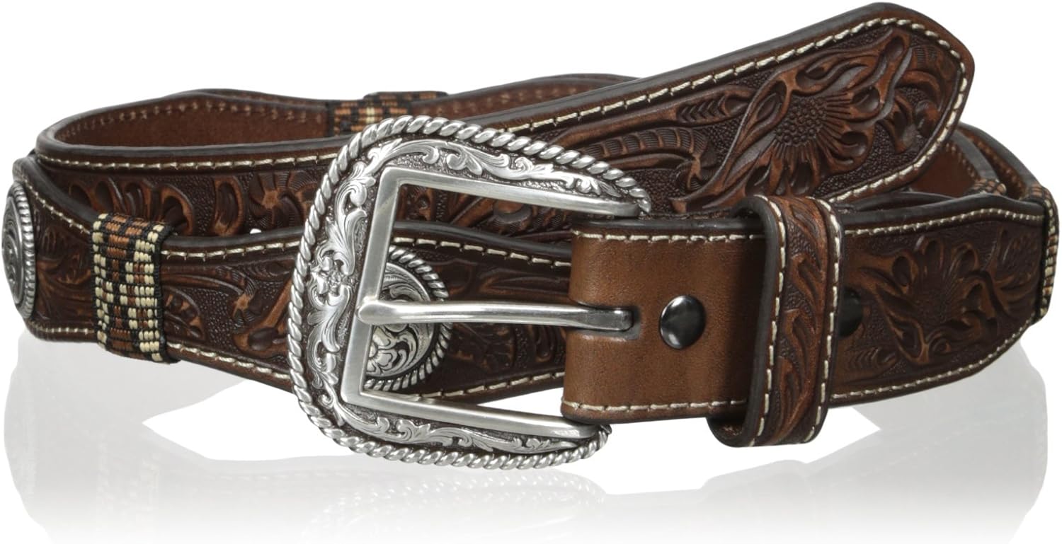 Ariat - Cinturón de concho para hombre con cinta de vieira, Marrón, 3-6 ...
