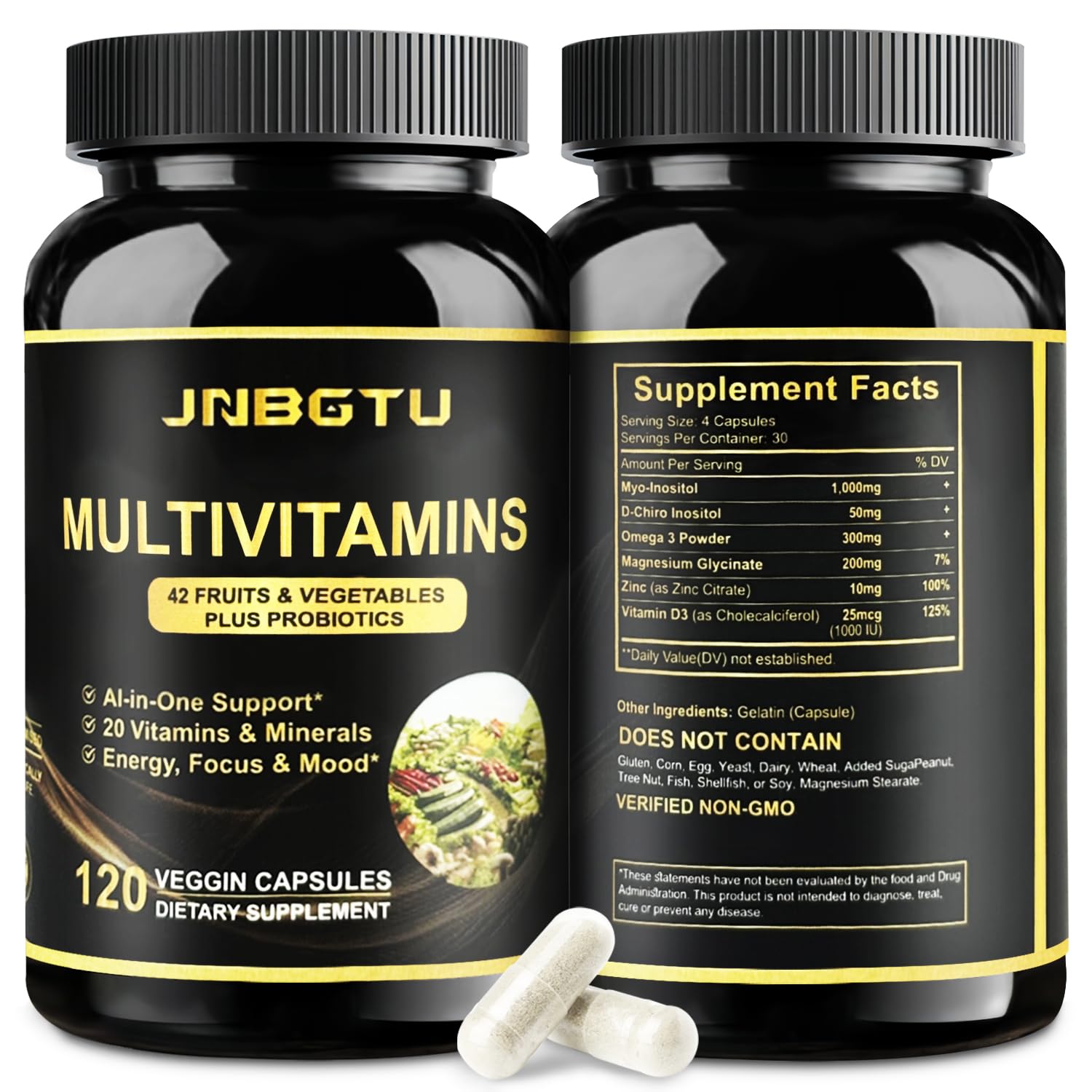 JNBGTU Myo-Inositol Supplement 1000mg, Magnesium Glycinate 200mg, D ...