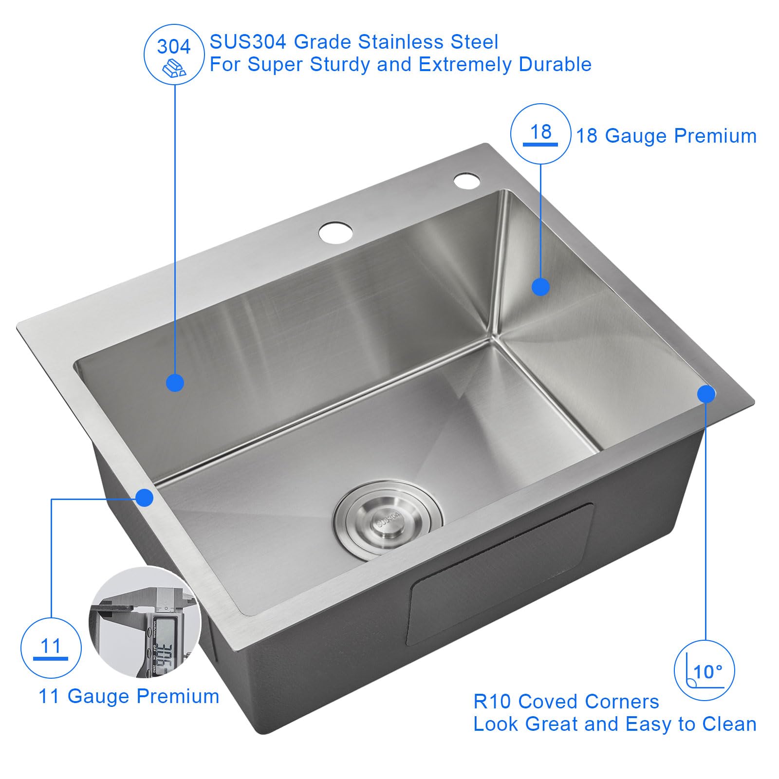 Mua MENATT 20-inch Drop in Kitchen Sink, SUS304 Stainless Steel Top ...