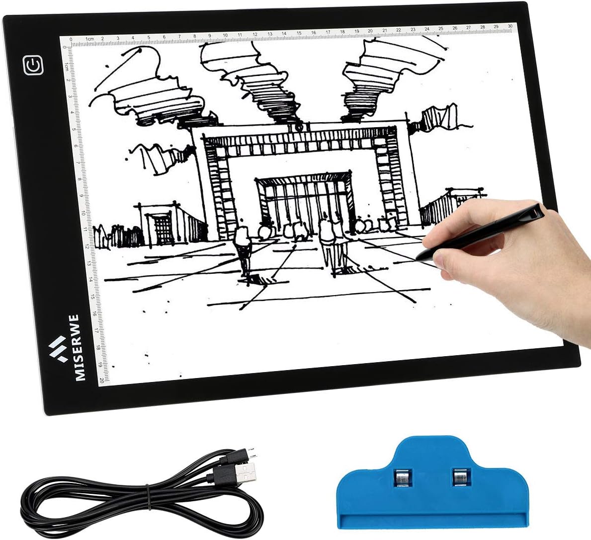 Miserwe A4 Light Table 4.0mm Ultra-Thin USB Powered Portable LED Light Box Artcraft Tracing pad ...