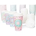 BLUE PANDA 48 Pack Disposable Coffee Cups With Lids for Donut Grow Up ...