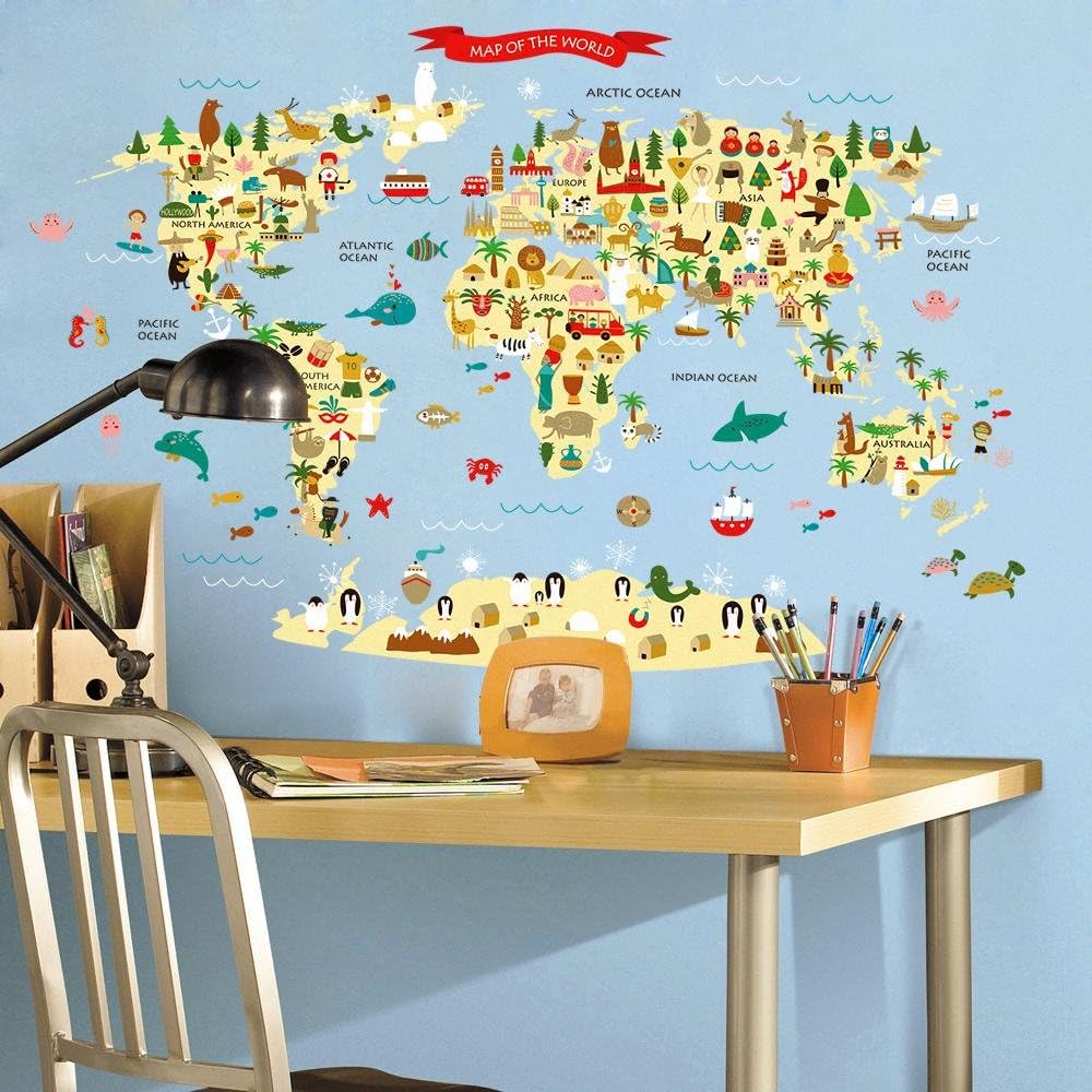 Amazon.com: Large Maps of The World Decor World Map Wall Decals ...