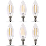 Feit Electric 40-Watt Equivalent CA10 LED Light Bulb, Dimmable Enhance Glass Candelabra Filament ...