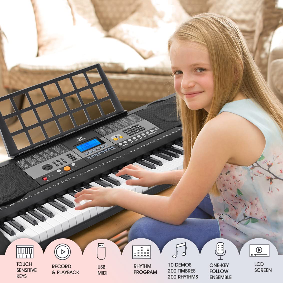 Mua MUSTAR 61 Key Piano Keyboard, Touch Sensitive Keyboard Piano for ...