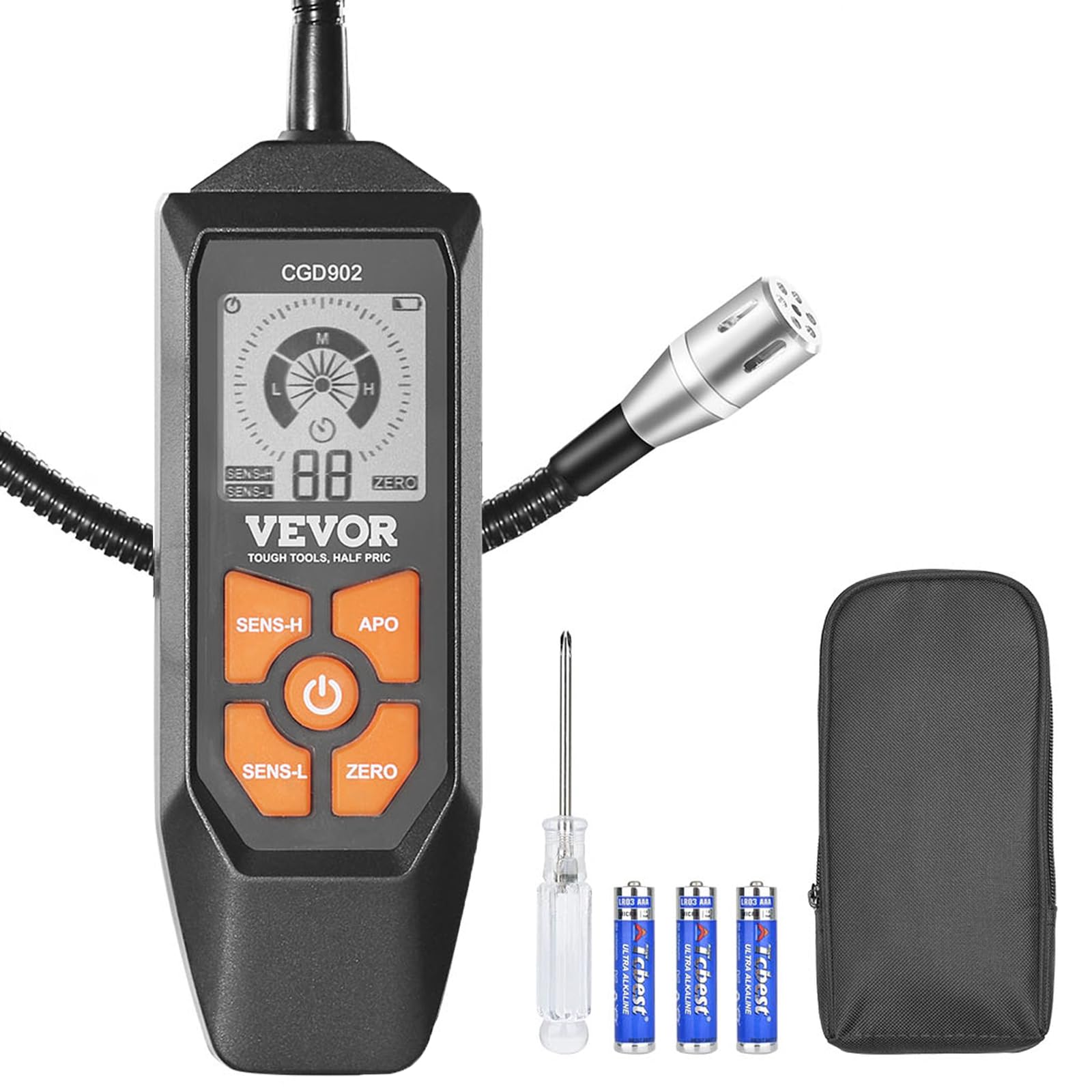 VEVOR Natural Gas Detector, 50-10,000 PPM Gas Leak Detector with 18.5 ...