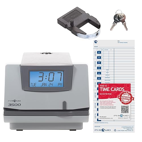 Pyramid Time Systems, Upgraded 3500 Time Clock & Document Stamp ...