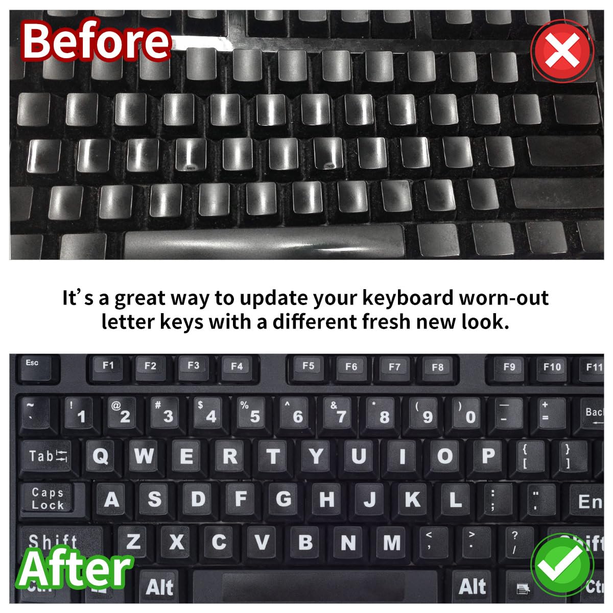 Mua 2PCS English Keyboard Stickers Replacement Letters, Full Size Big ...