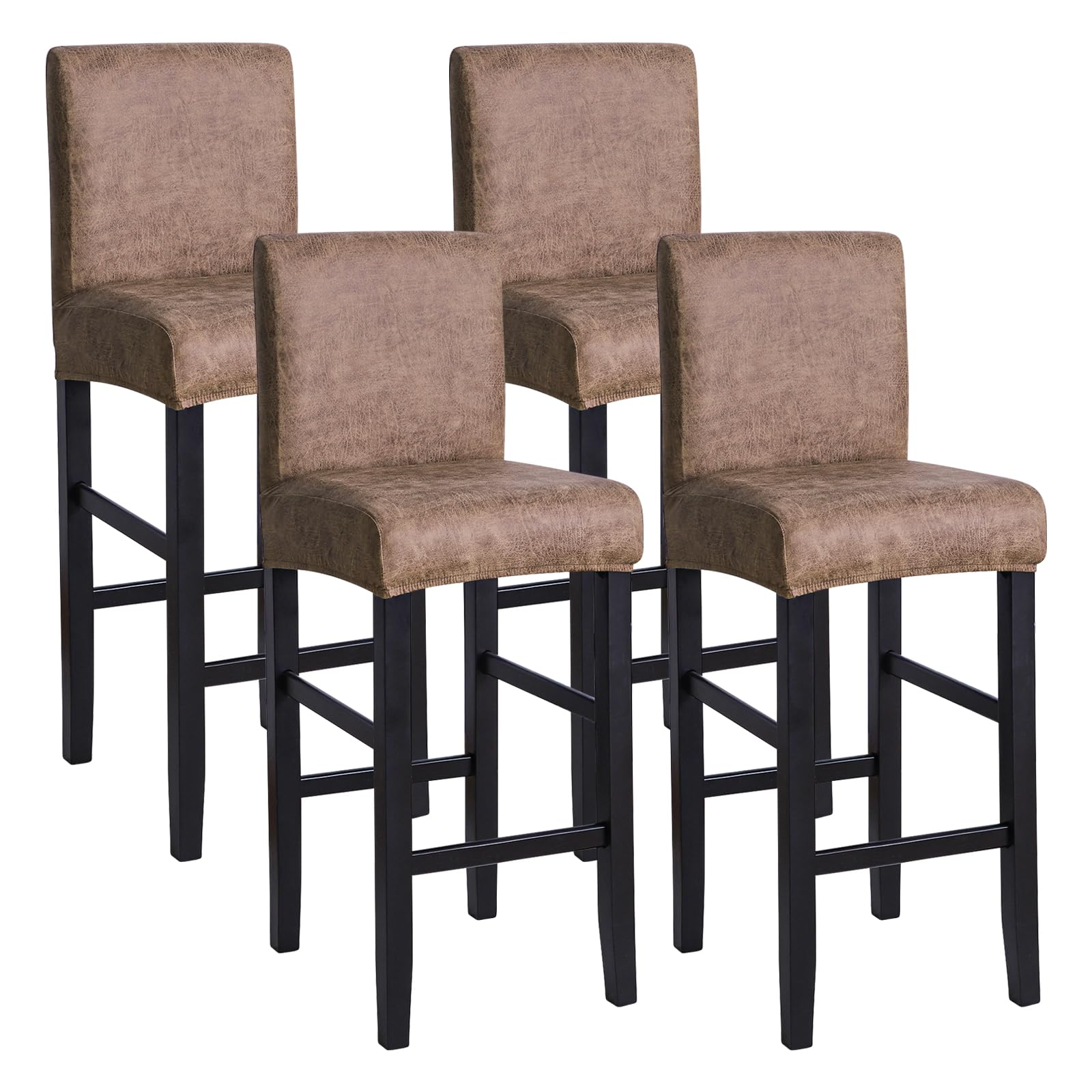 FORCHEER Bar Stool Chair Cover with Backs Set of 4 Leather Looking ...
