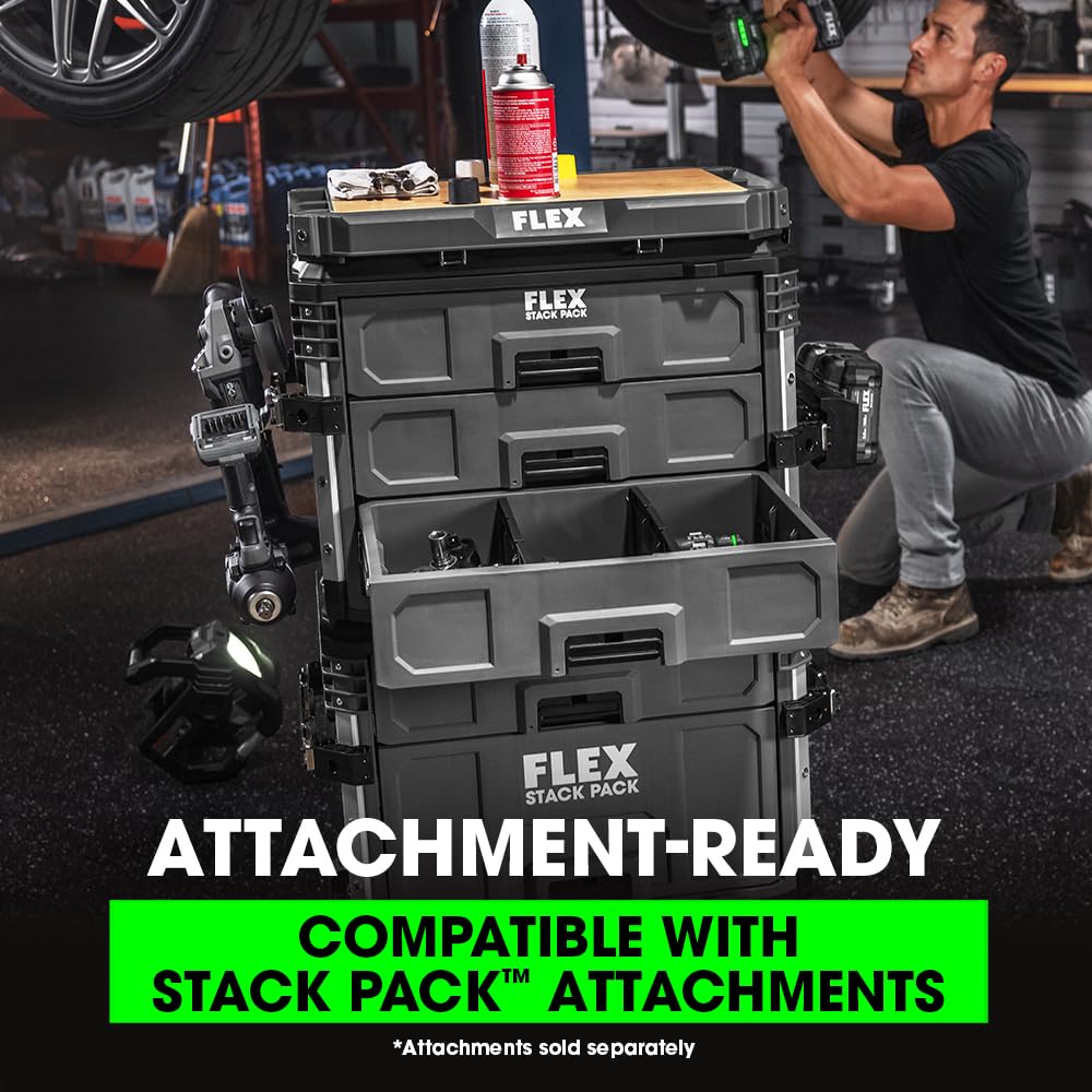 FLEX STACK PACK Storage System 3-Drawer Tool Box - FS1105, Grey/Black ...