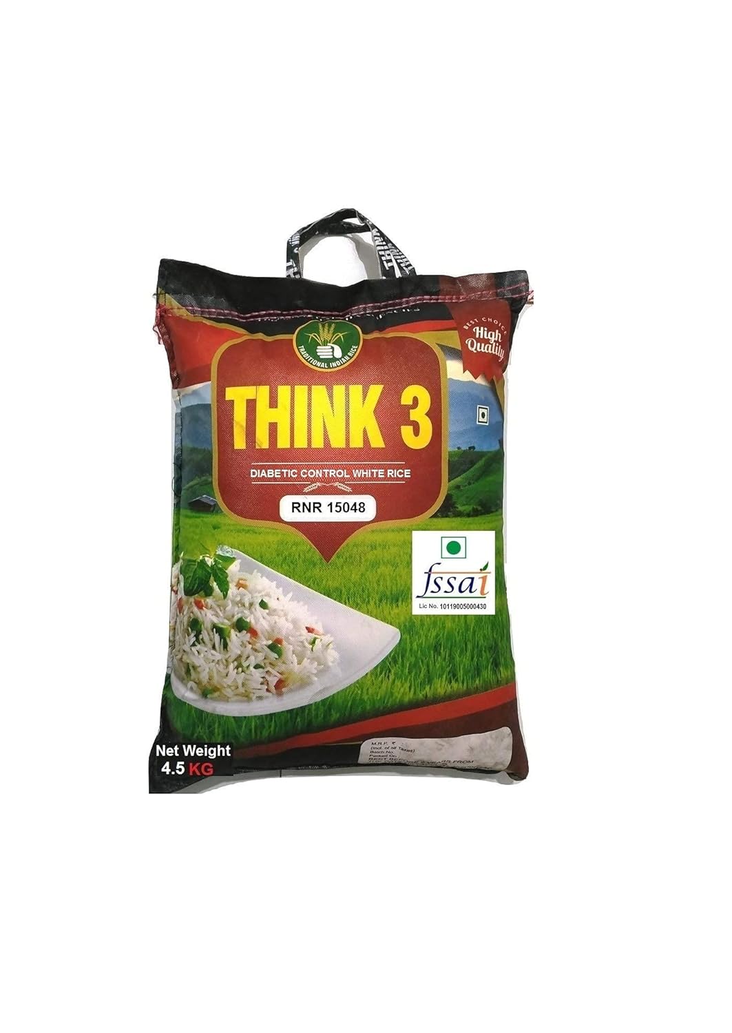 THINK3 Diabetic Control White Rice RNR 15048 with Low glycemic Index (4 ...