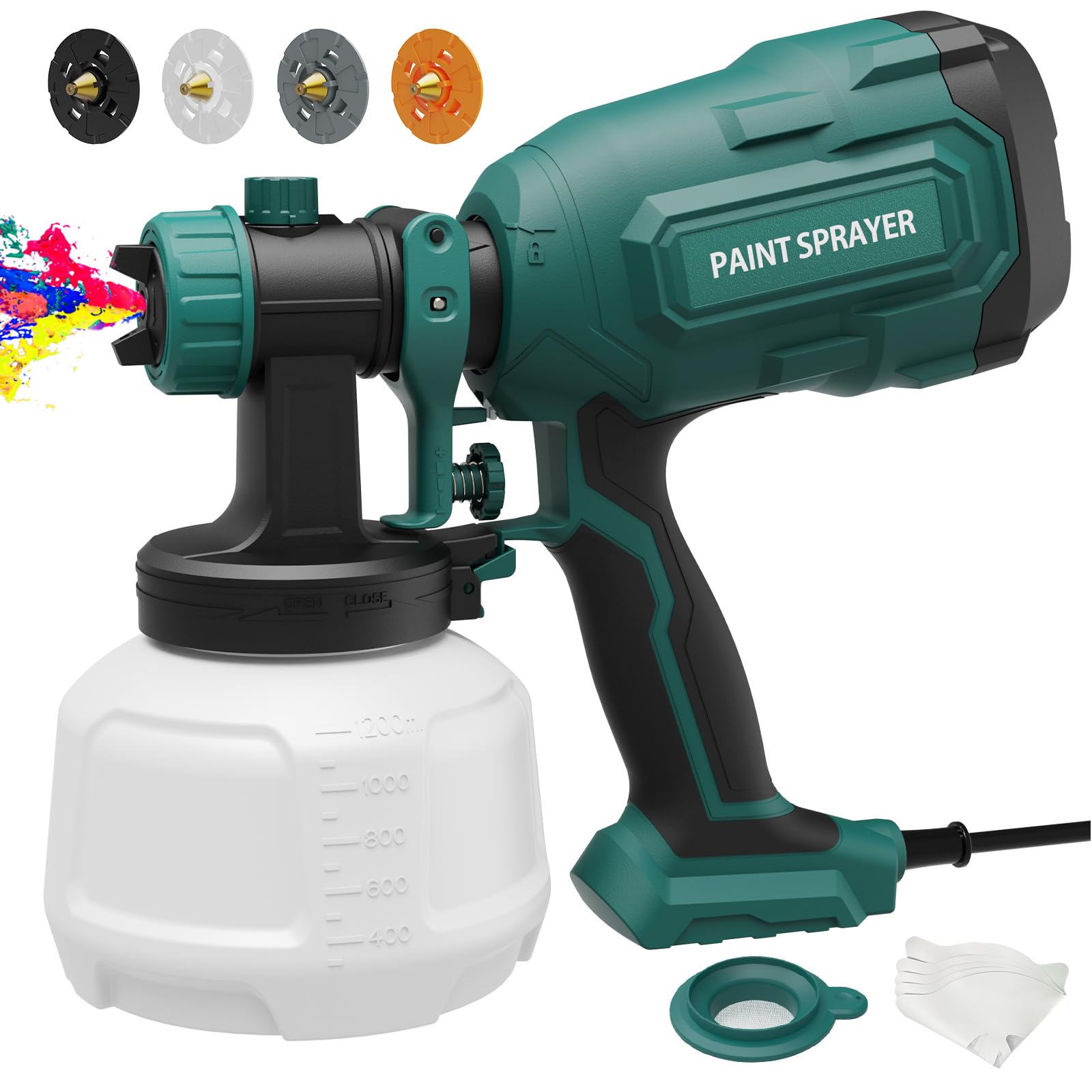 Paint Sprayer, 700W HVLP Spray Gun with 4 Nozzles & 3 Patterns, Paint ...