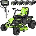 Amazon.com : Greenworks 80V 42" Tractor (Gen 2), (4) 5.0Ah Batteries + Wall Charger : Patio ...