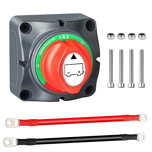 12-48V Battery Switch with 2 AWG Gauge Cable, 4 Position Heavy Duty ...
