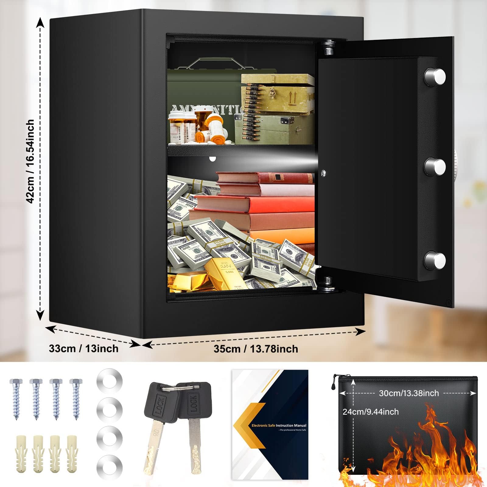 Mua 2.3 Cu ft Large Fireproof Safe Box Set For HOME USE, Anti-Theft ...
