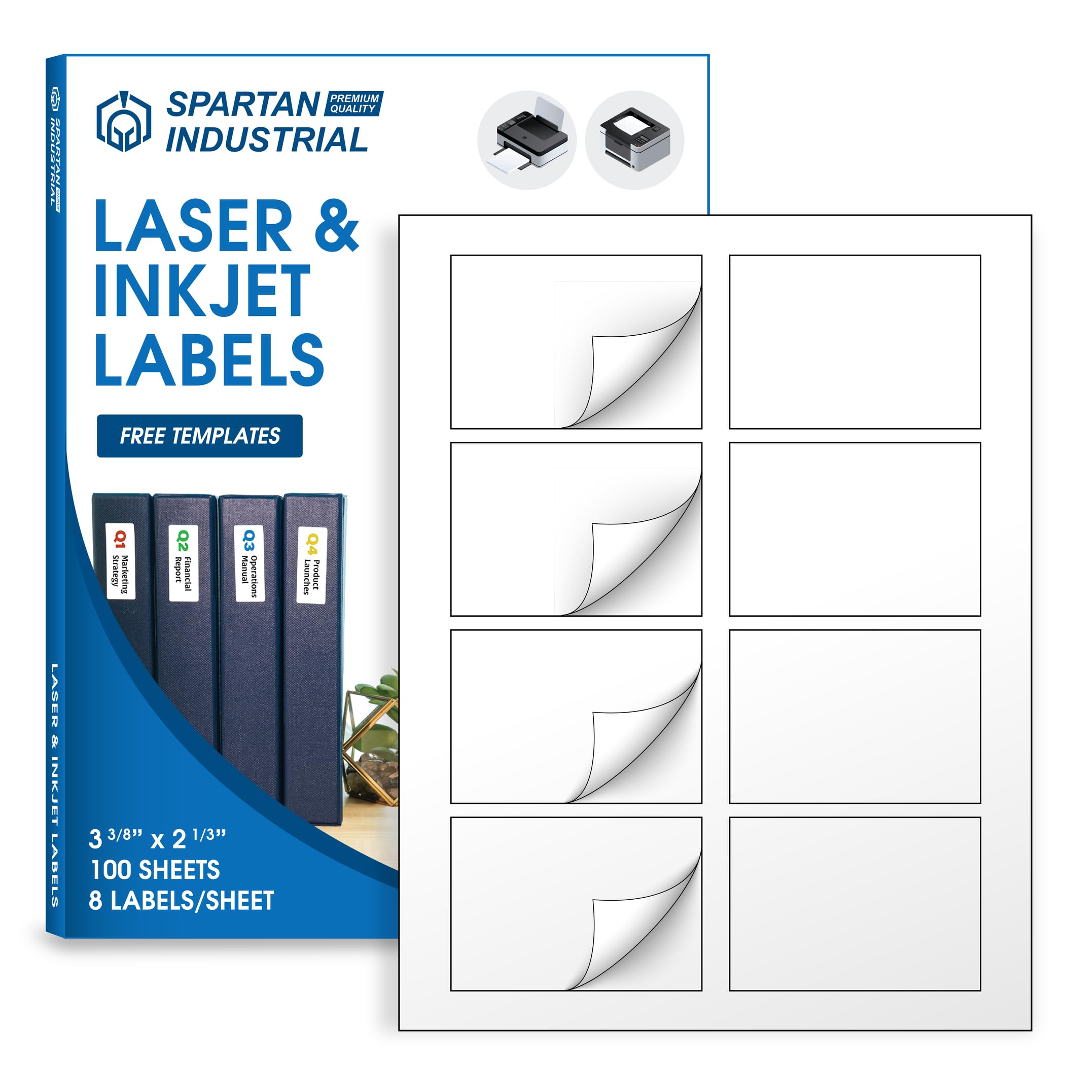 Mua Spartan Industrial Printable Laser and Inkjet Labels - 3 3/8" X 2 1 ...