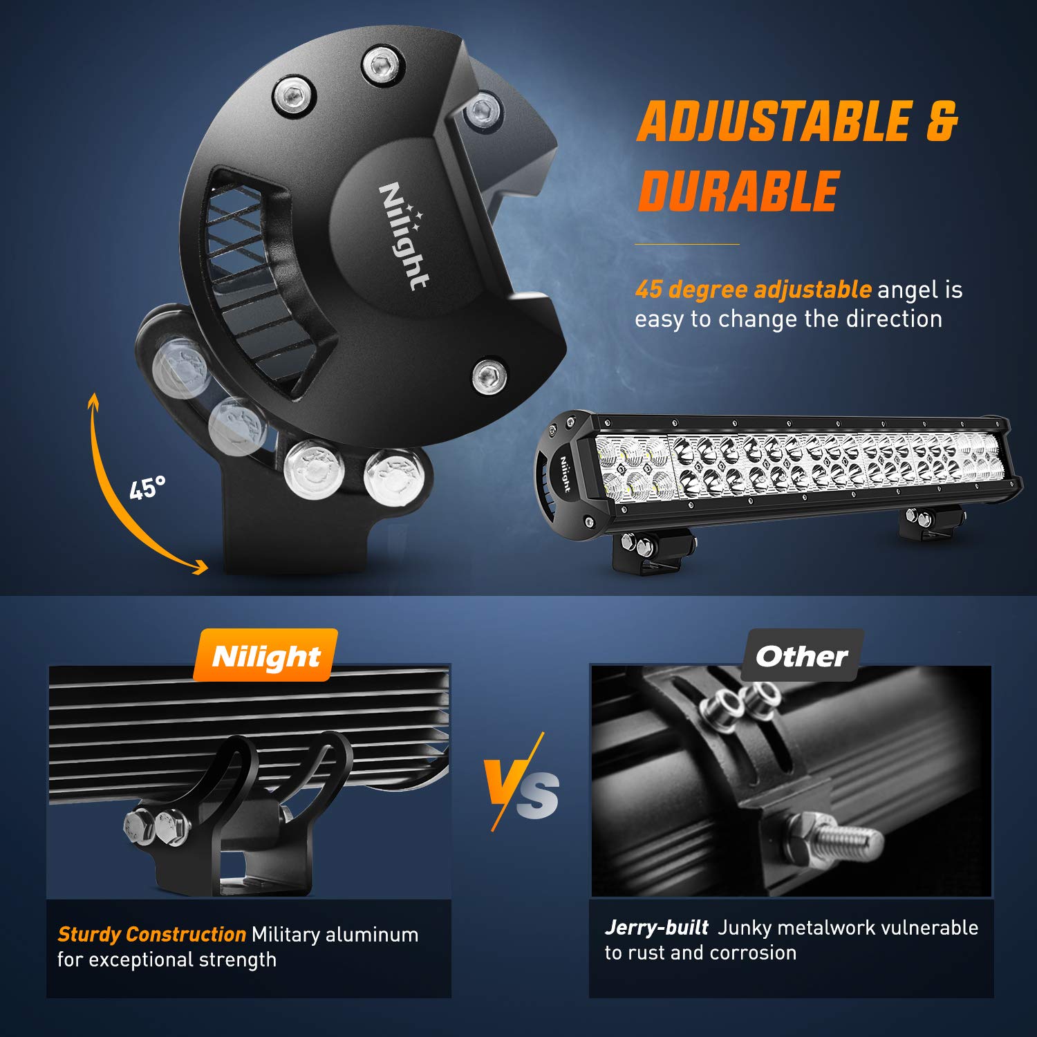 Mua Nilight 20 Inch 126W Spot Flood Combo LED Light Bars Off-Road Light Mounting Bracket ...