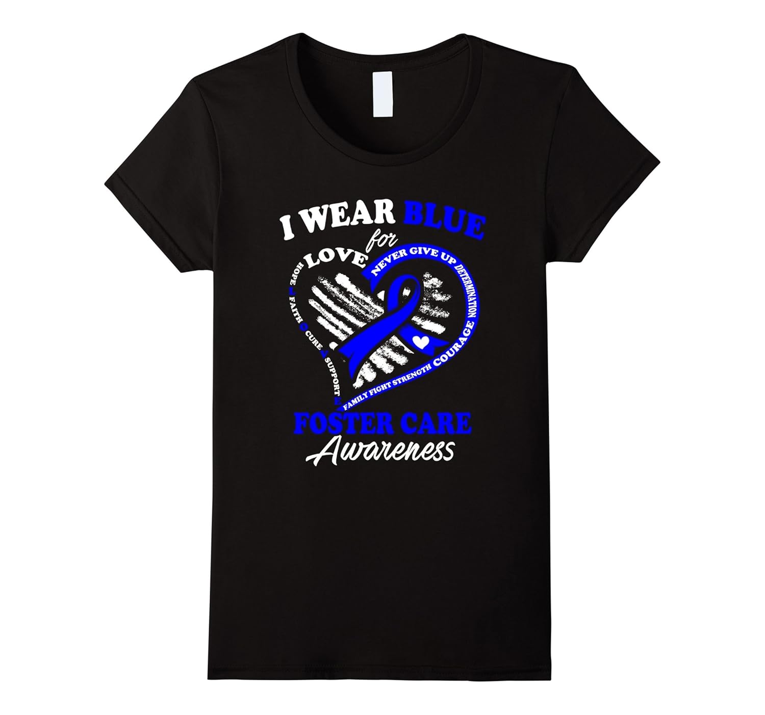 Foster Care Awareness T Shirt – I Wear Blue For My Hero-4LVS