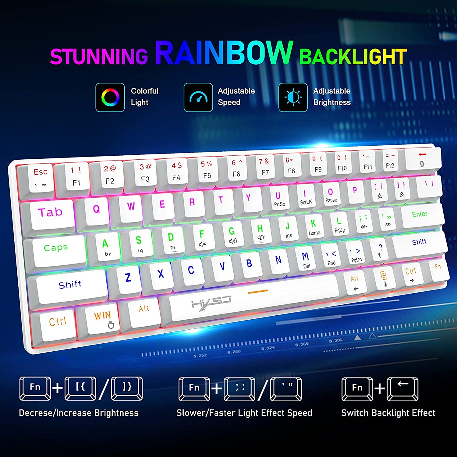 Mua Compact Mechanical Gaming Keyboard Mini Portable with Ergonomic 61 ...