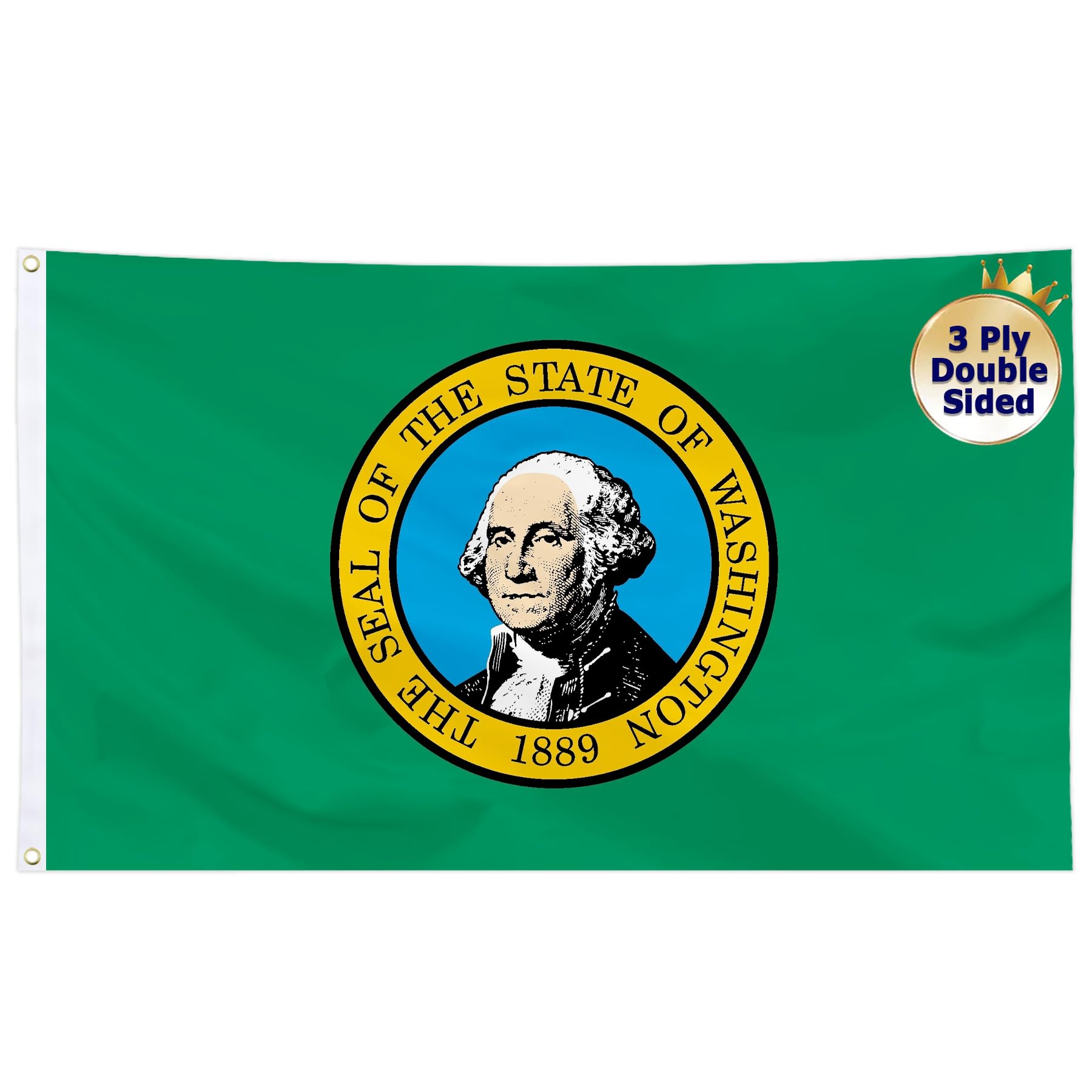 Washington State Flag 3x5 FT Double Sided 3 Ply Washington WA Flags ...