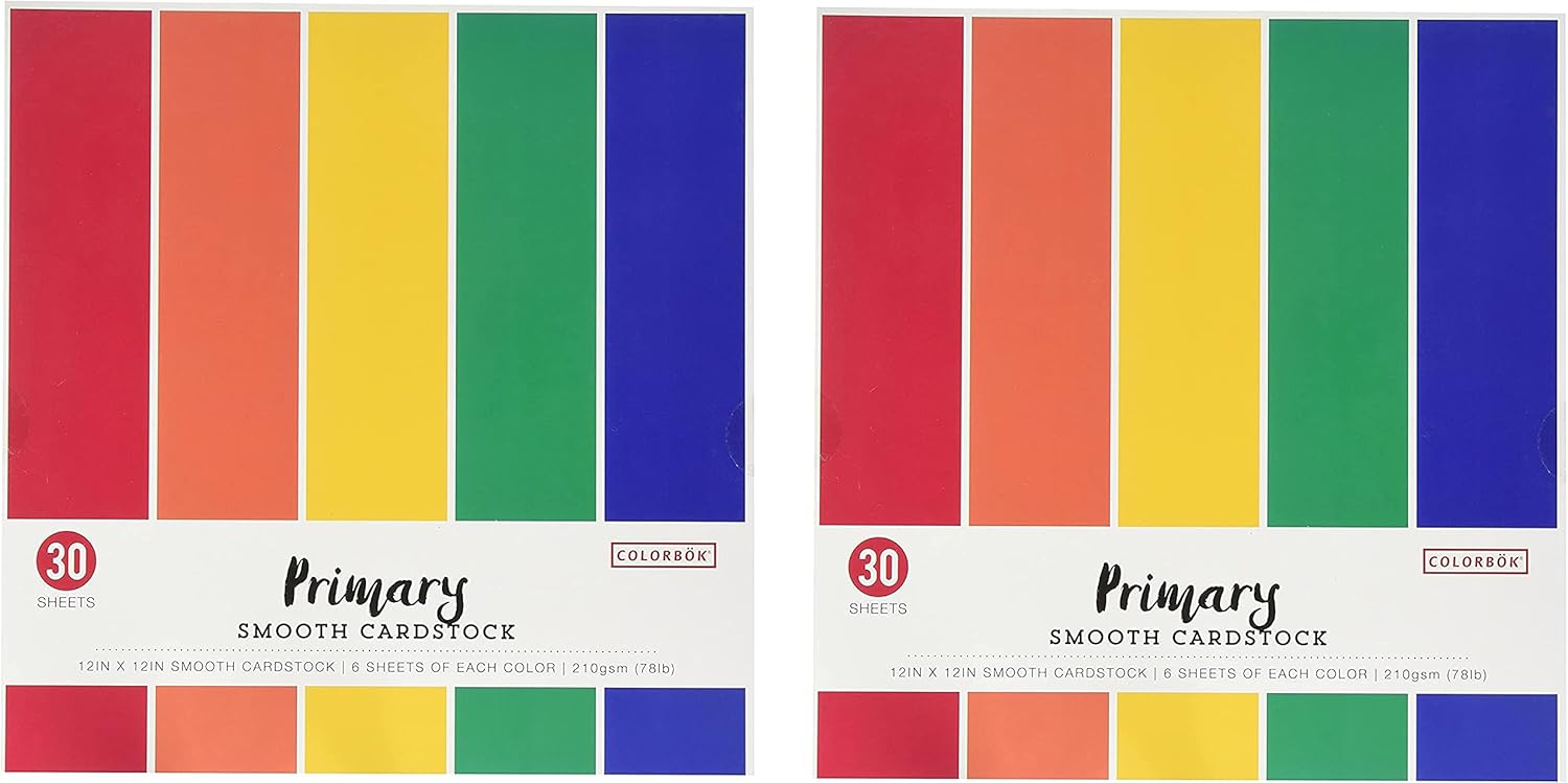 Colorbok 68207B Smooth Cardstock Paper Pad, 12 x 12, Primary 2 Pack