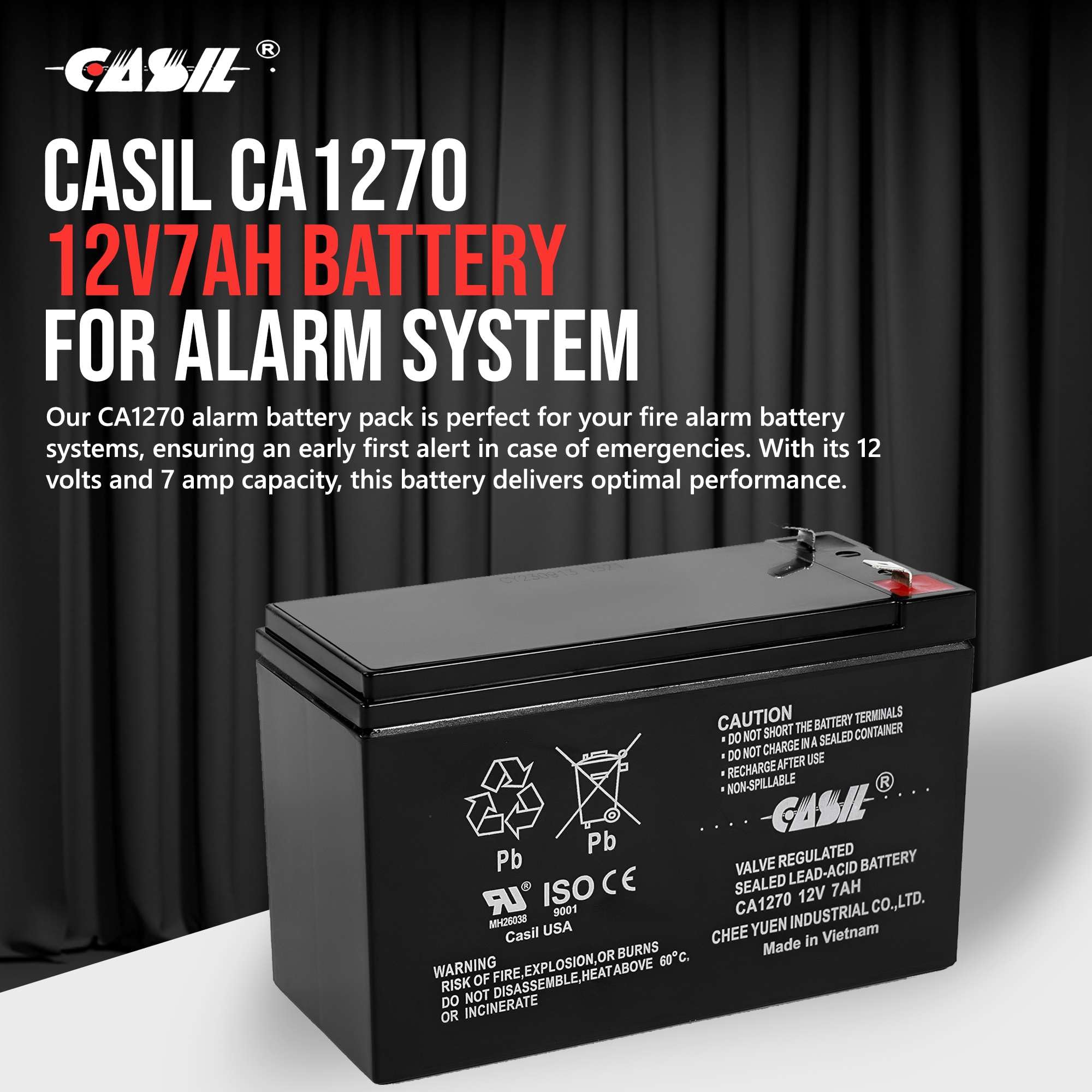 Mua Casil 12V 7AH Rechargeable Battery Replace FAS1075, 12 Volt 7Amp ...
