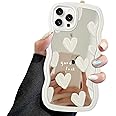 Amazon.com: Jusy for iPhone 14 Pro Max Case with Wavy Edge, Cute White Heart Mirror Curly Wave ...