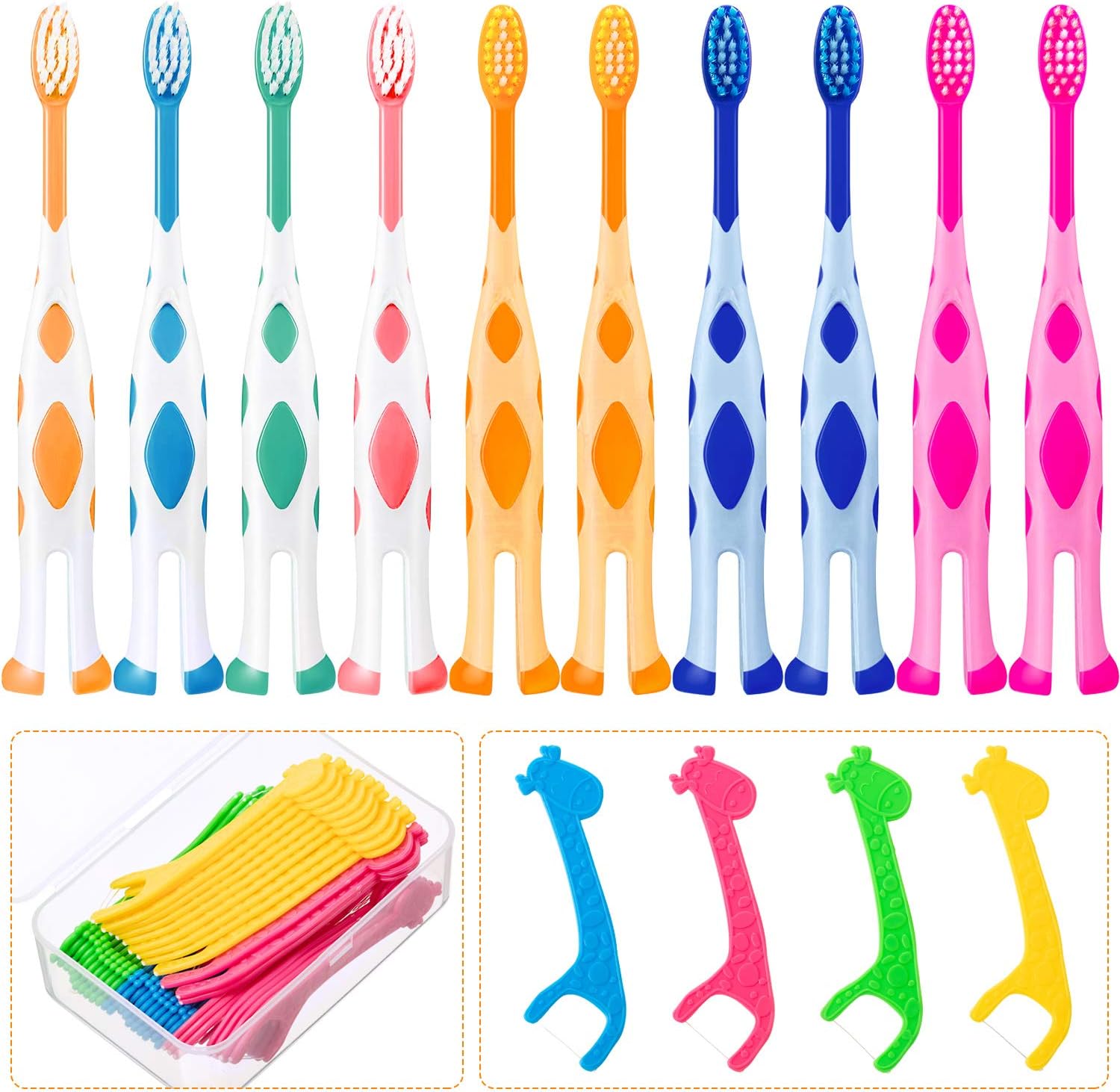 10 Pieces Children Giraffe Toothbrush Extra Soft Lovely Deer Cartoon ...