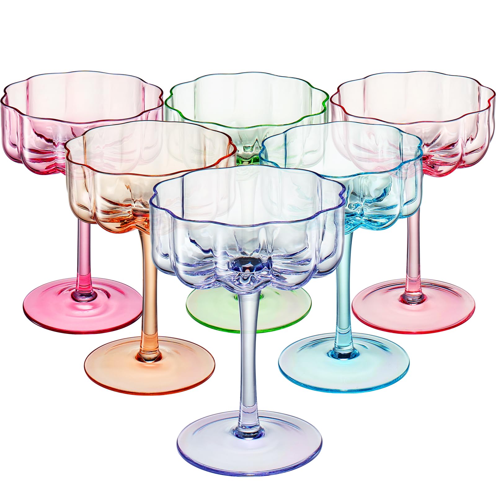 Khen Flower Vintage Wavy Glass Coupes Martini, Champagne & Cocktail ...