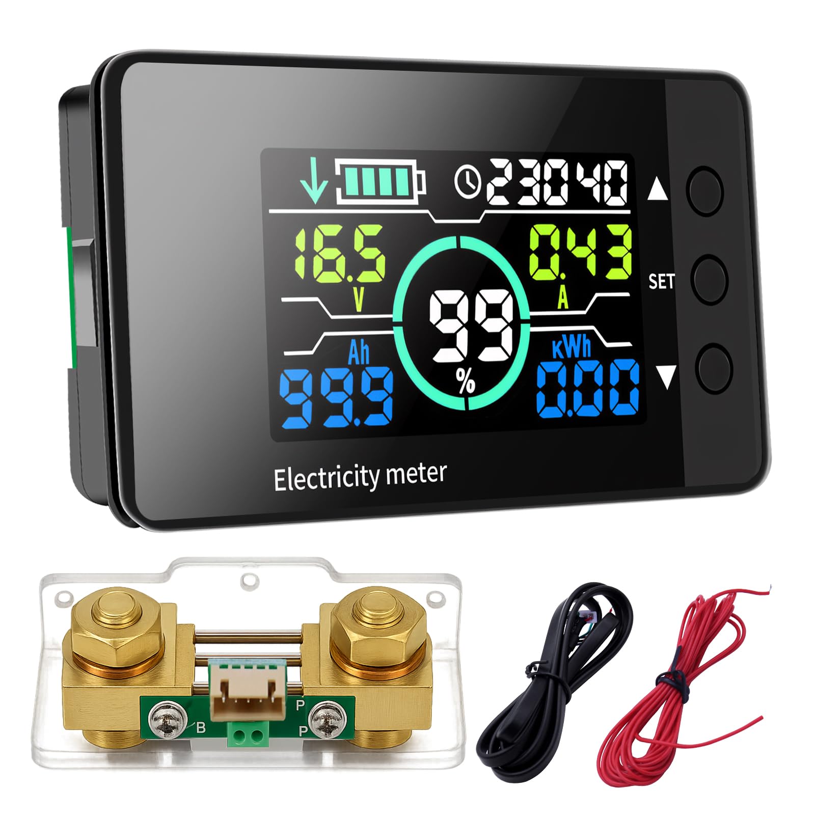 Autokcan 500A Battery Monitor with Shunt, DC 8-100V Multimeter with LCD ...