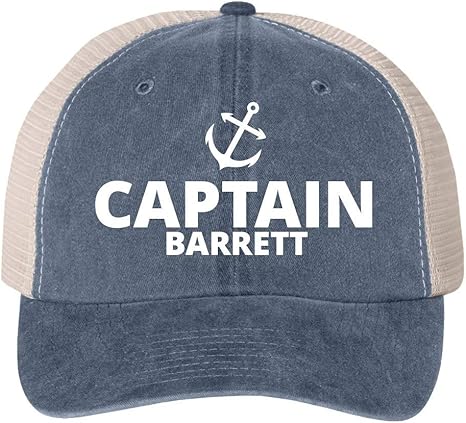 Captain Barrett Anchor Hat: Snapback Trucker Hat Navy/Stone at Amazon ...