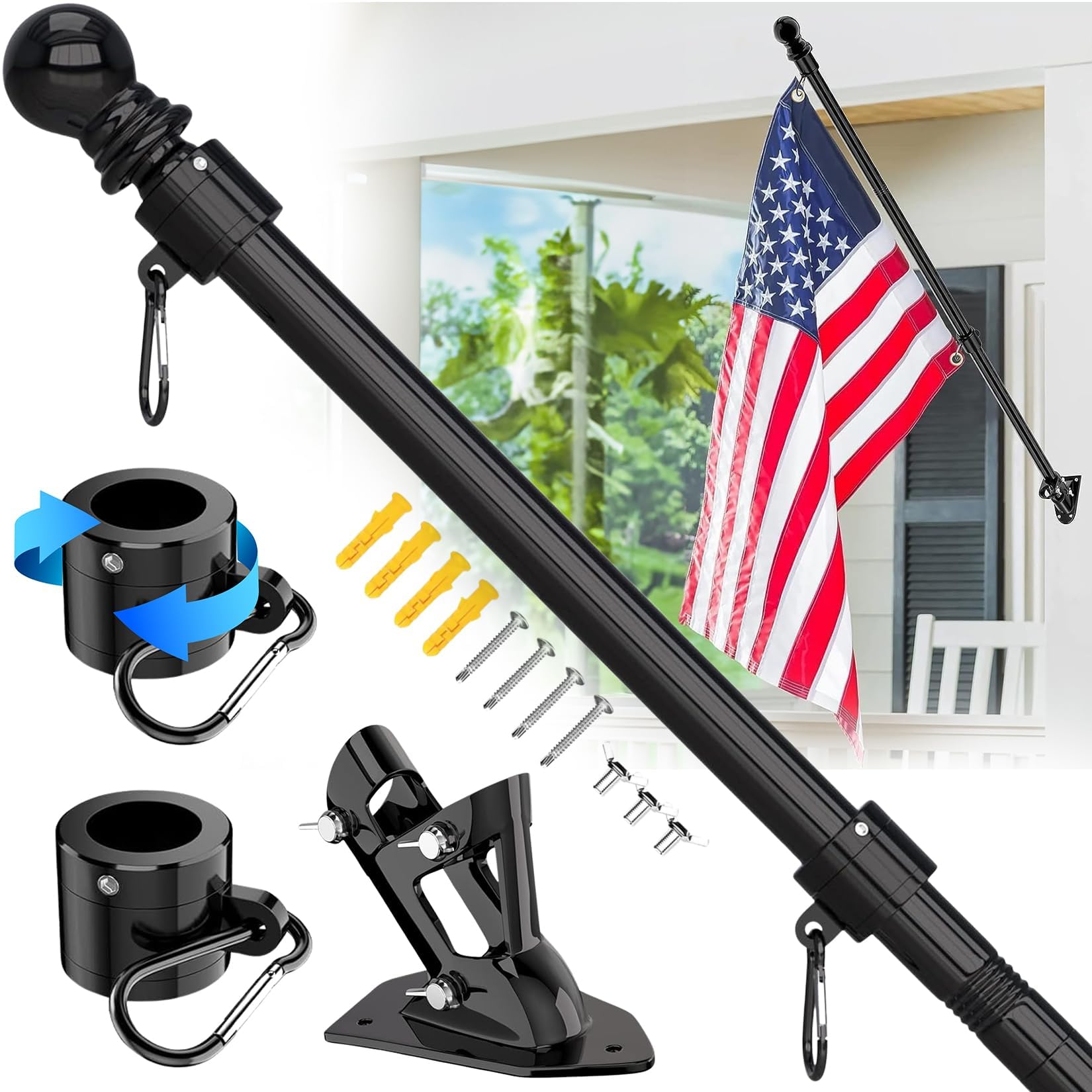 Flagpole Department 6FT Heavy Duty Flag Pole for House | Tangle Free ...