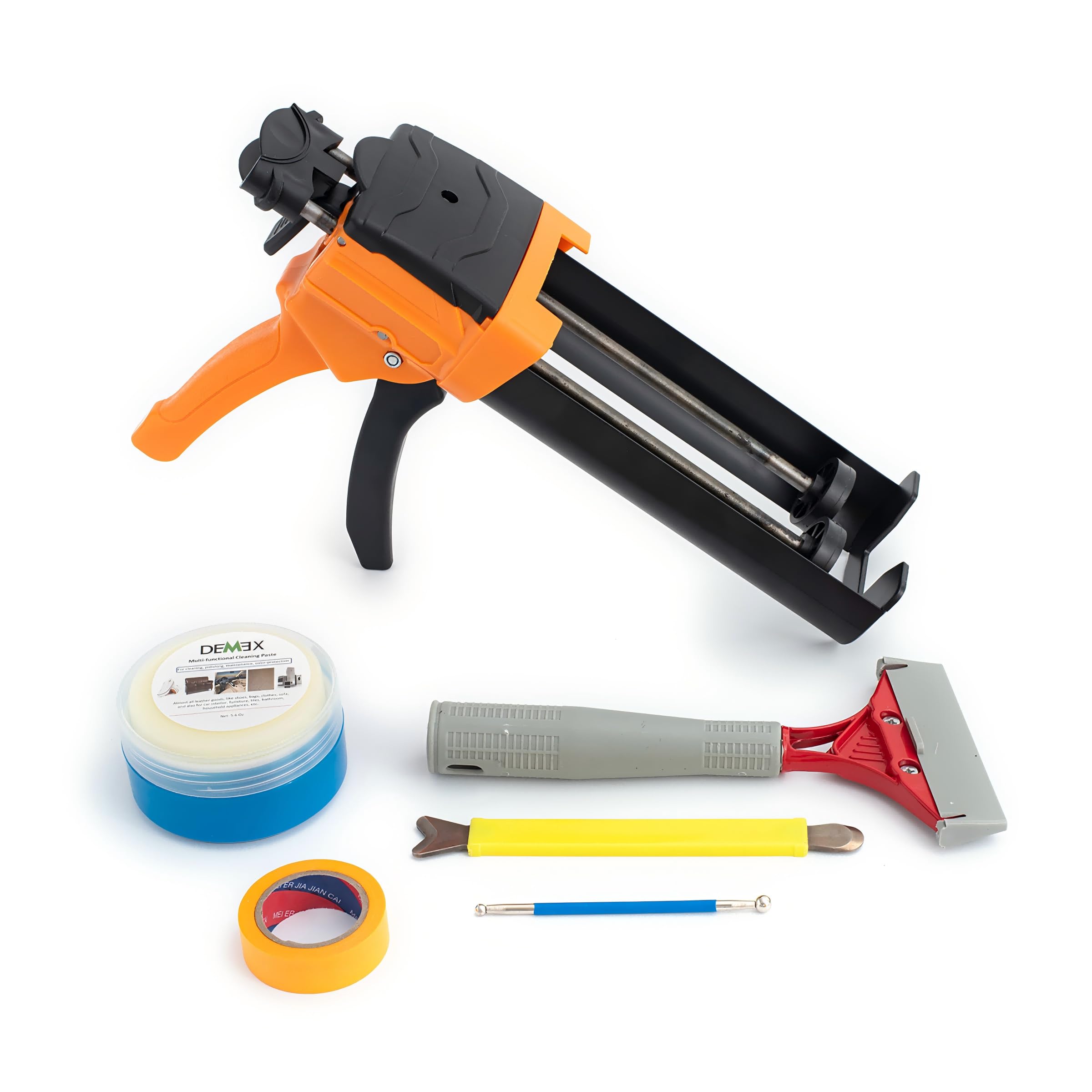 Dual Cartridge Caulking Gun, No Dripping, Heavy Duty & Durable Epoxy Caulk Gun, Applying Double ...