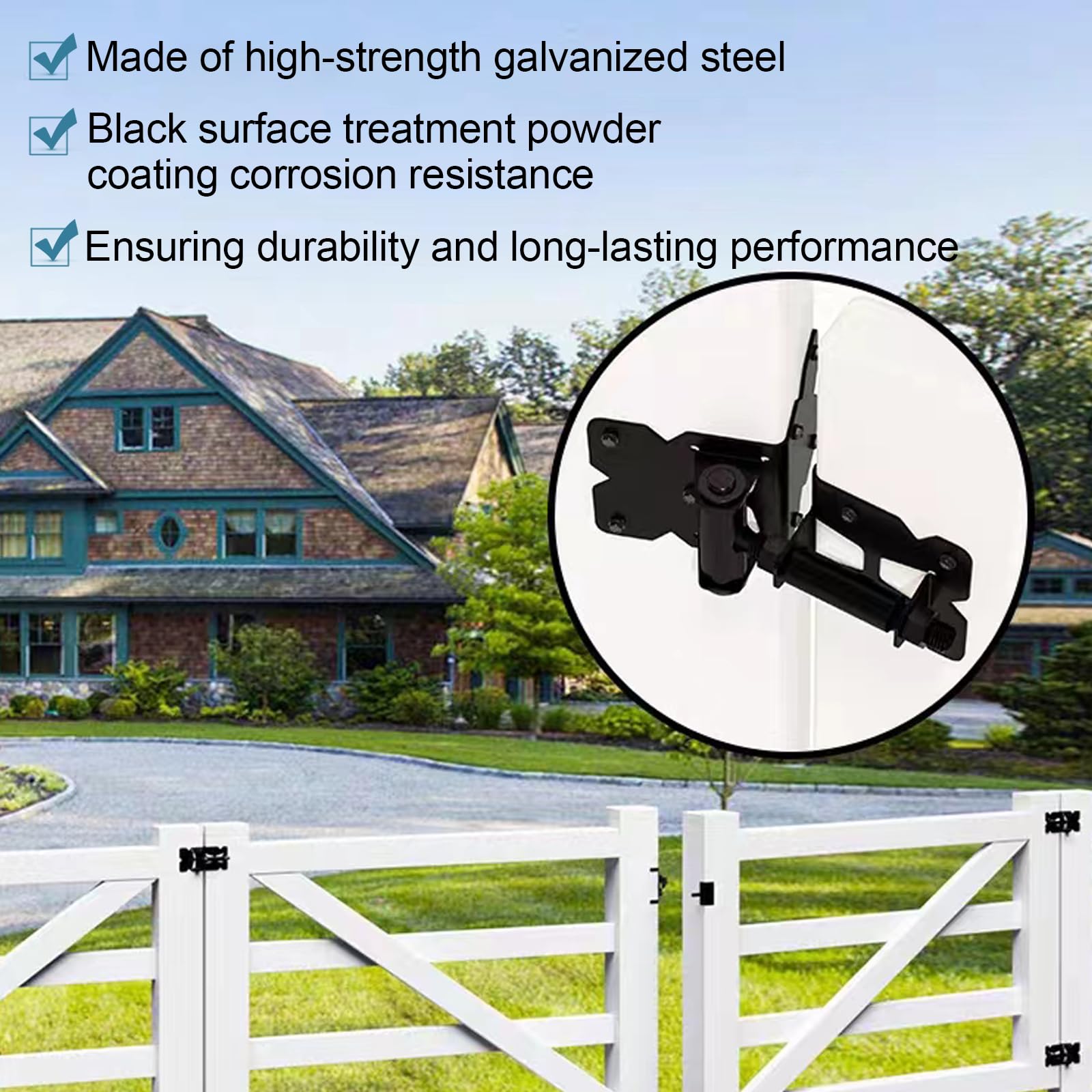 Self Locking Gate Latch And Gate Hinges Set Heavy Duty Hardware Hinges ...