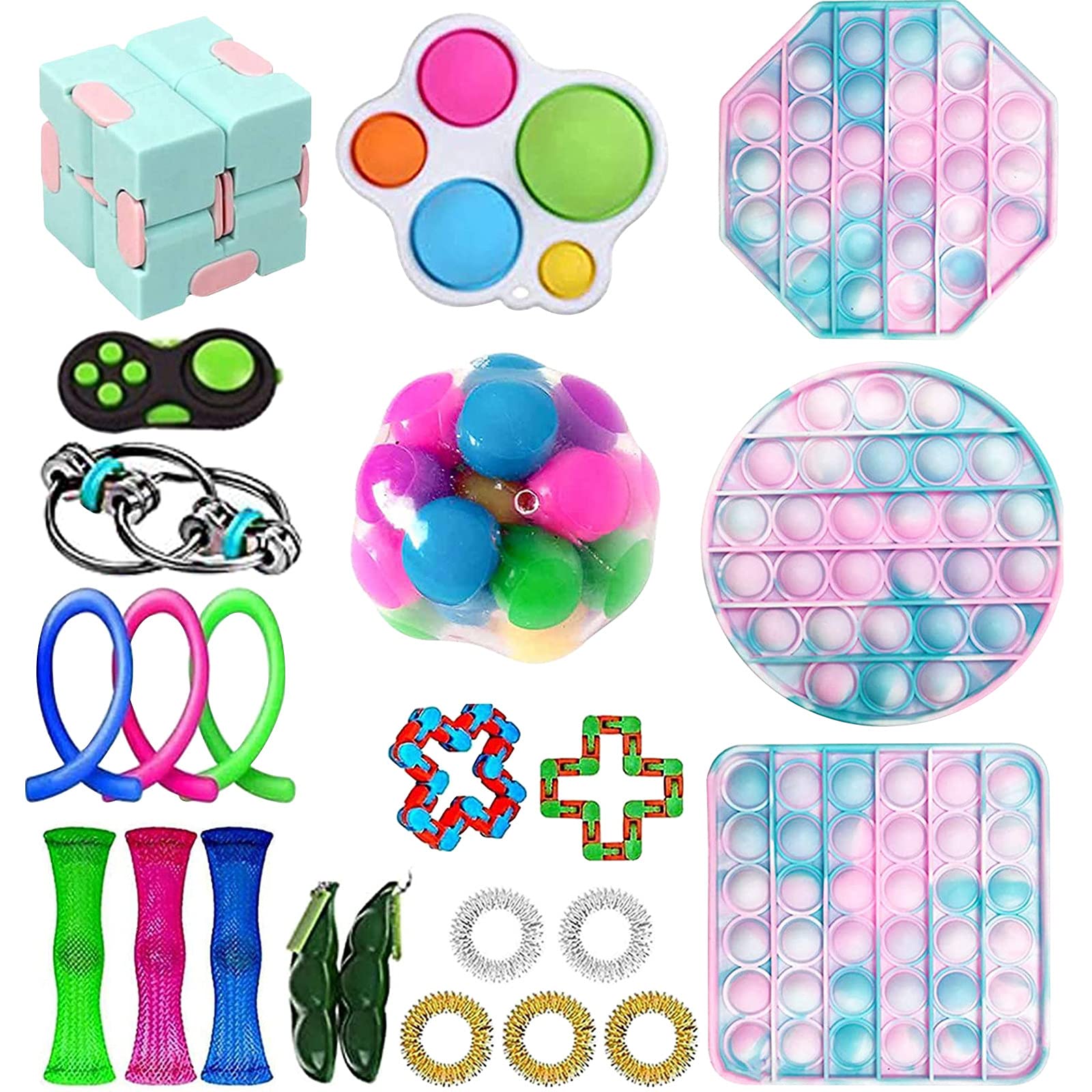Buy Sensory Fidget Toy Set, Fidget Toys Pack with Simple Dimple, Tie Dye Push Pop Bubble Toy and ...