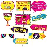 Party Propz Holi Theme Party Photo Booth Props (15 Pieces) for Holi ...