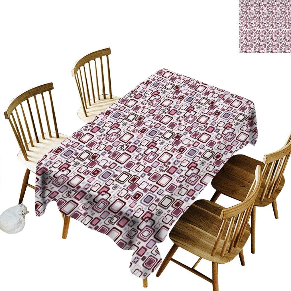 Geometric Rectangular Fabric Tablecloth, Big Small Squares Retro ...