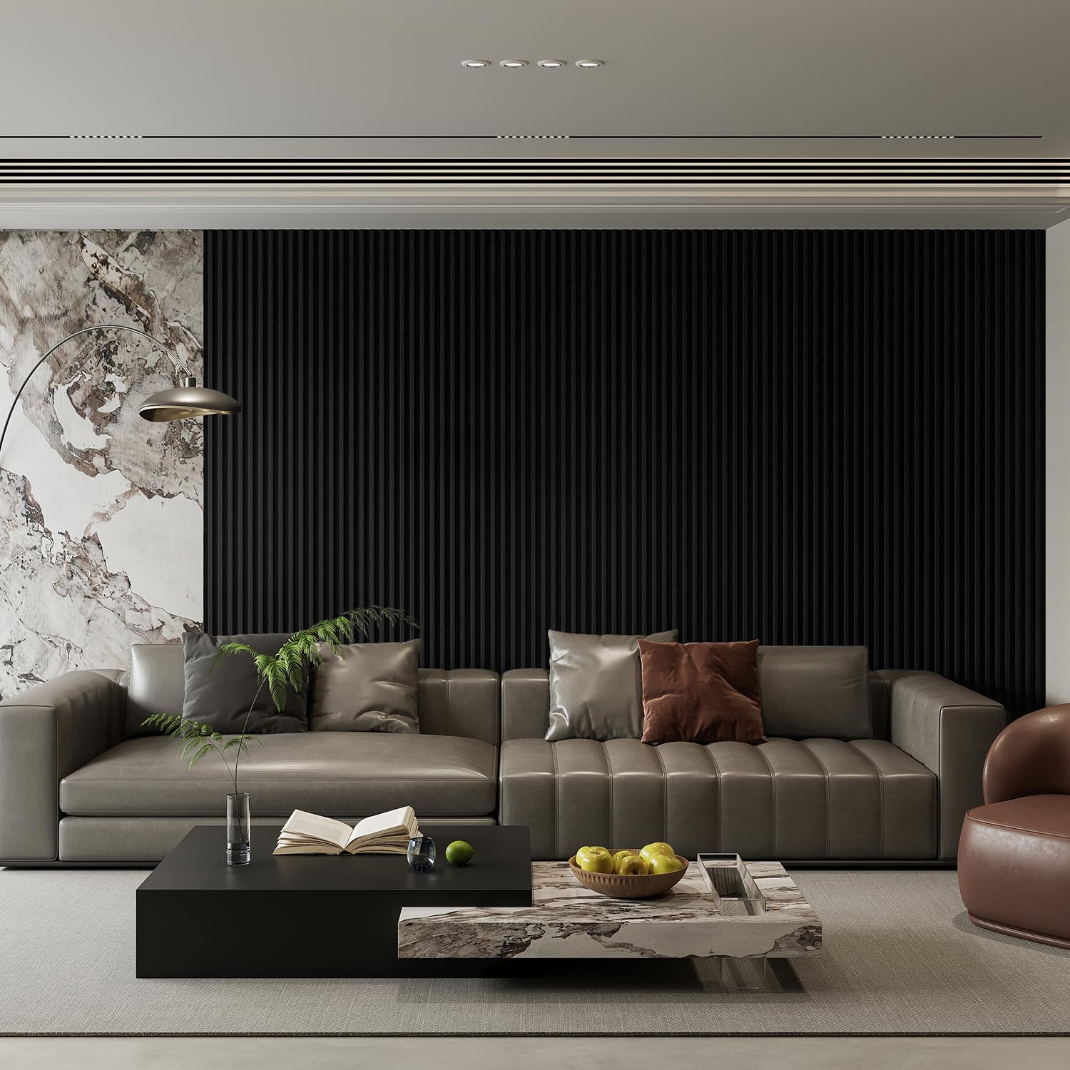 YLL YLL 6-Pack Slat Wall Panel With 2 Trims Wood Grain Slat Wall 96" X ...