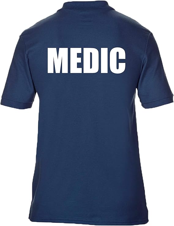 Ladies Medic Printed Navy Polo Shirt, Medical Clothing : Amazon.co.uk ...