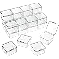 Amazon.com: SATINIOR 24 Packs Small Clear Plastic Beads Storage Containers Box with Hinged Lid ...
